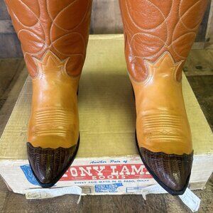 Tony Lama | Shoes | Tony Lama Vintage Lizard Wingtip Western Cowboy ...